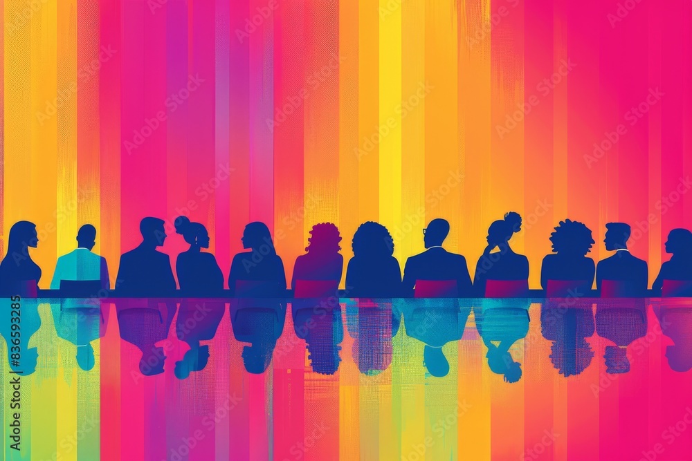 Vector illustration of a business meeting on gender diversity and ...