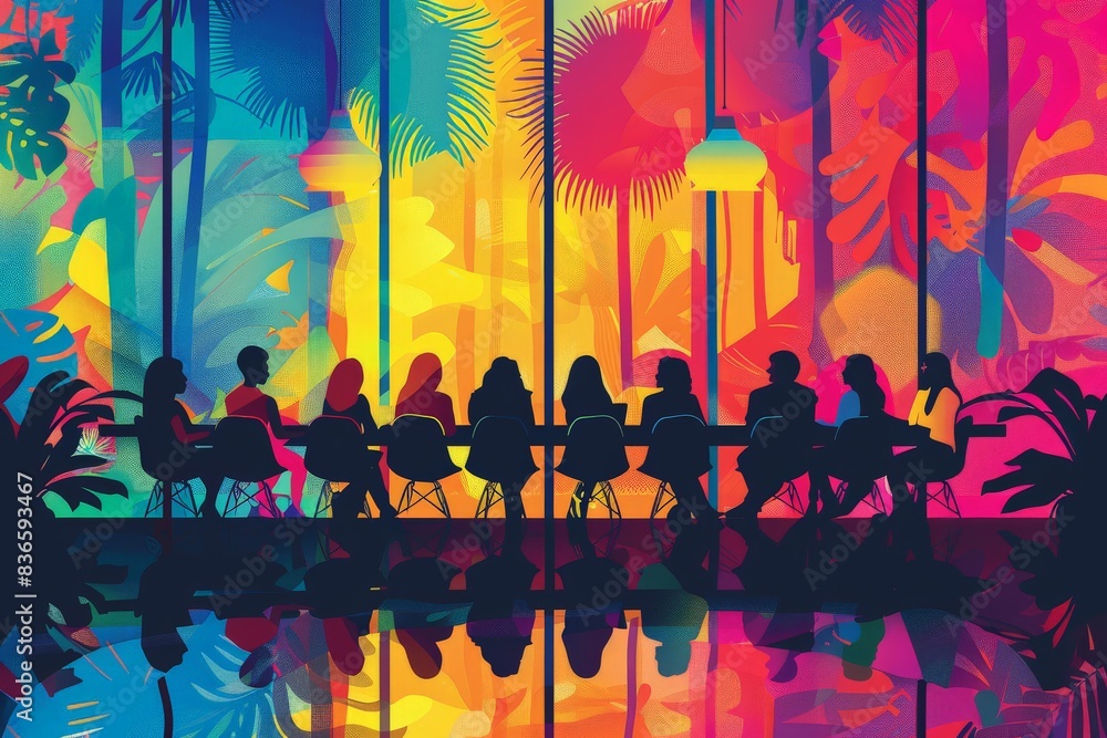 Vector illustration of a business meeting on gender diversity and ...