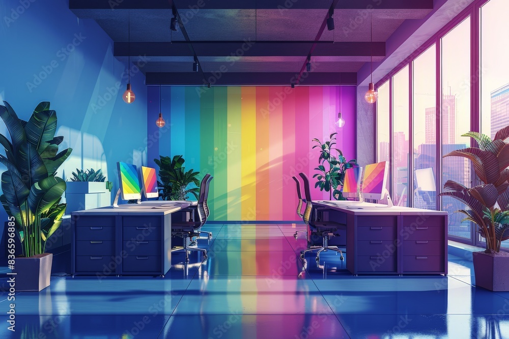 Vector artwork of a corporate office with a dedicated safe space for ...