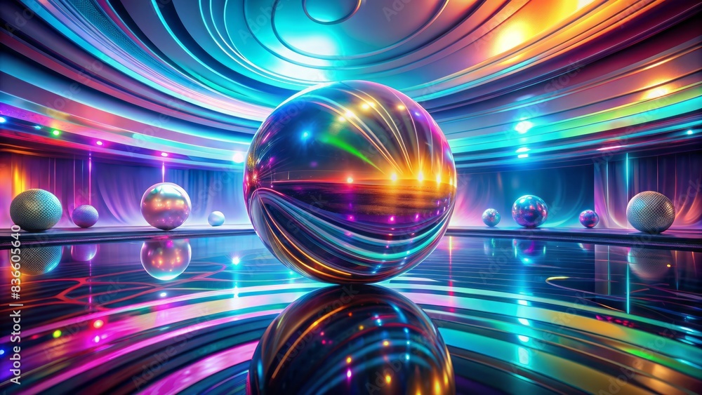 Vibrant 3d abstract spherical environment map illustration featuring a ...
