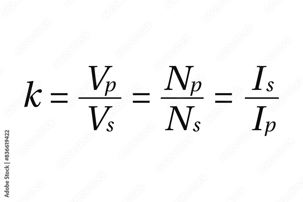 Transformer Formula on the white background. Education. Science. School ...