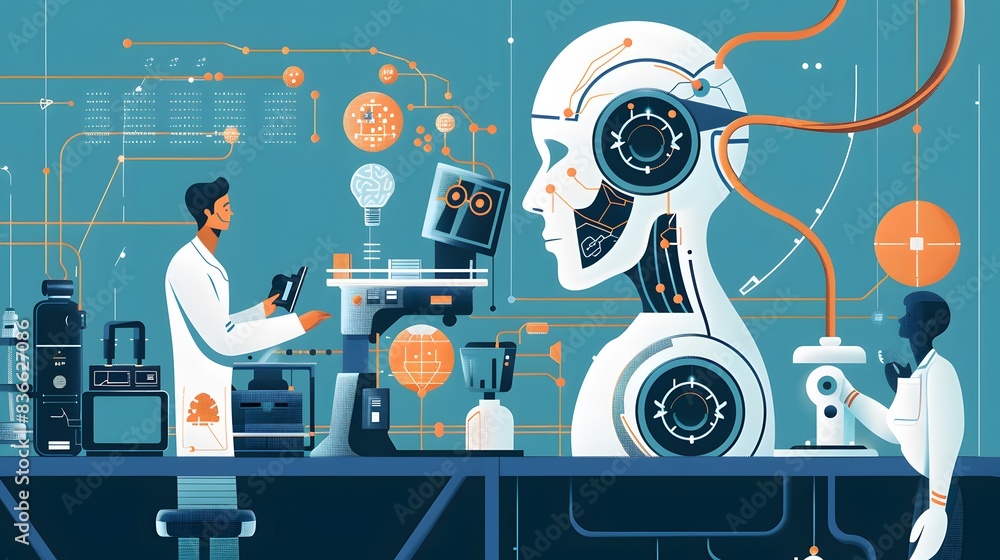 Illustration of Applying AI and ML algorithms to analyze data and ... Illustration of Applying AI and ML algorithms to analyze data and ...