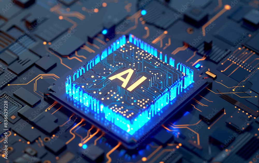 Computer CPU with AI-equipped chip semiconductor processor circuit ...