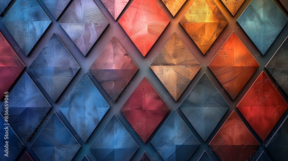 A pattern of overlapping diamonds in different sizes, with a gradient ...