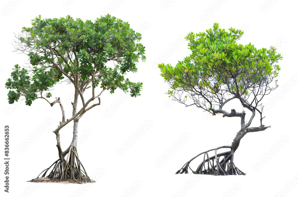 Mangrove Tree Set View Isolated on Transparent or White Background, PNG ...