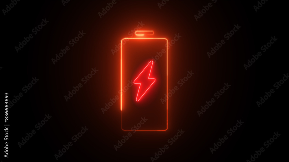 neon lightning bolt, glowing sign. Abstract neon bolt icon with circle ...