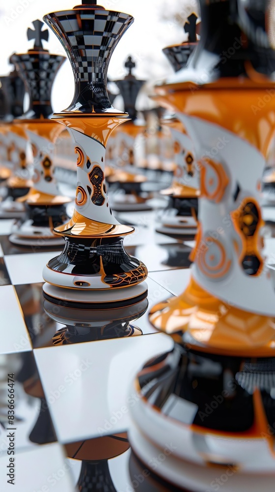 3D Model Abstract Art of Perpetually calculating abstract AI chess ...