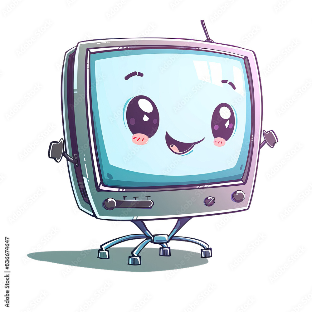 Cute cartoon TV character with a happy face, smiling eyes, and tiny ...