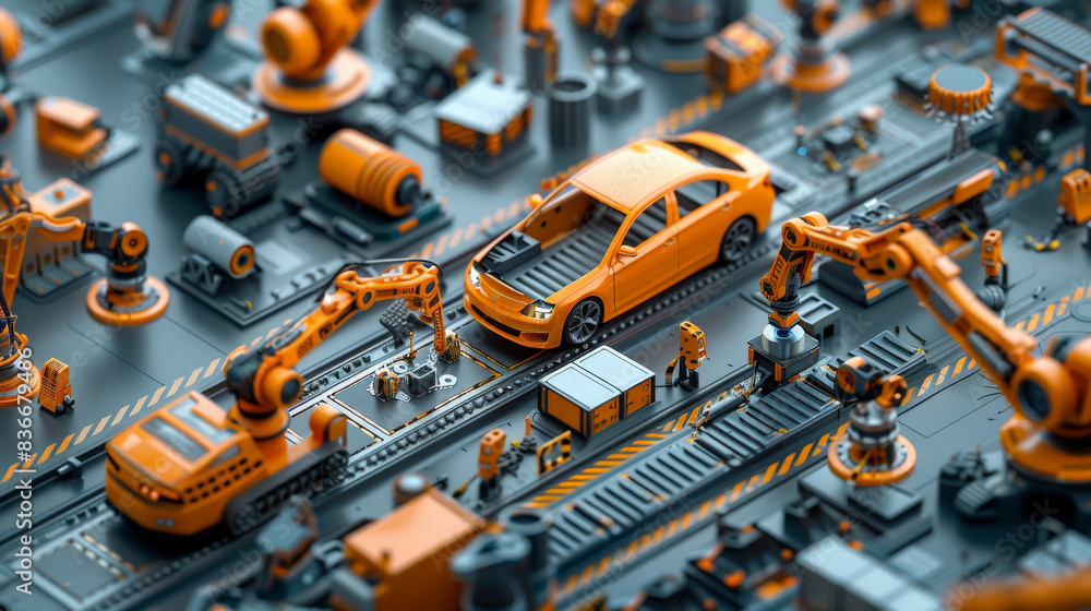 Simplified vector scene of an automotive robotics assembly line ...