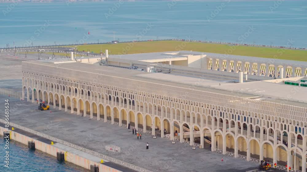 Doha, Qatar- Jan 14 2024, Aerial view of the new cruise terminal of the ...