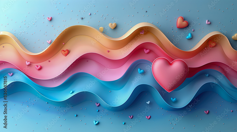 Elegant pastel banner with cute heart patterns, wave pattern pastel ...