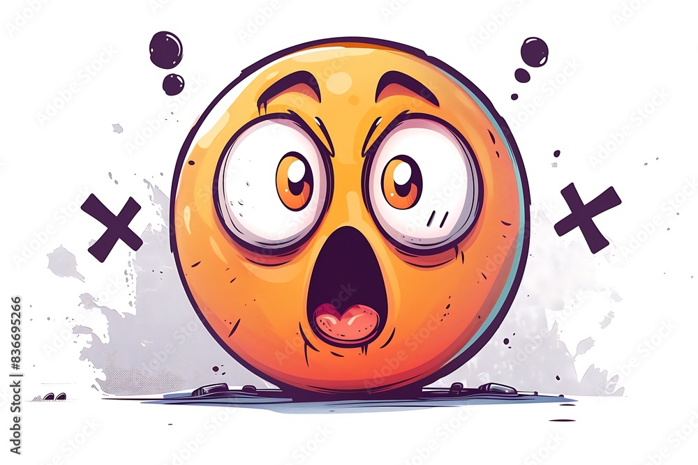 Outline dizzy emoji icon, with editable stroke. Shocked emoticon with ...