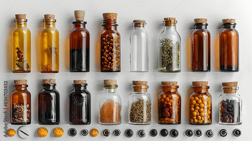 Mockups of various types of caps and lids for jars and bottles ...