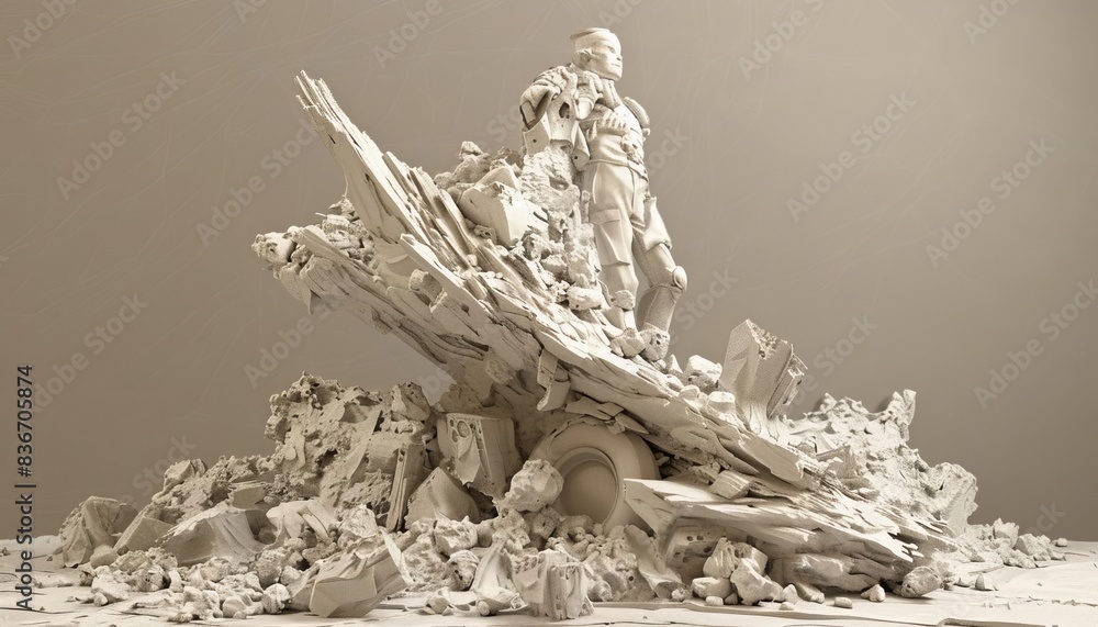 3D Model Abstract Art of Resilient abstract veteran monument formed ...