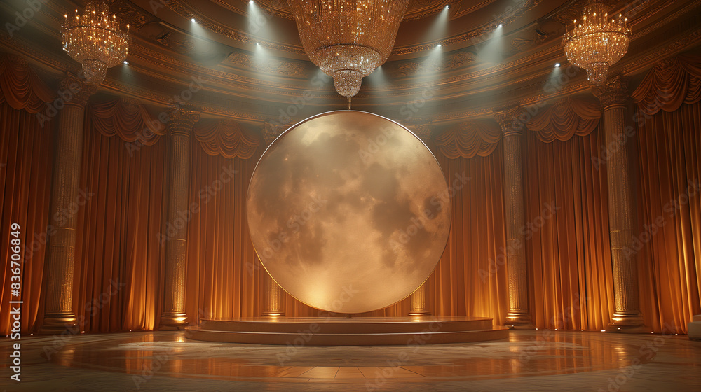 Royal Gala Podium: Adorned with gold, silver, and bronze metallic ...