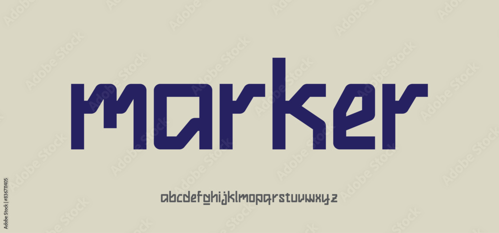 marker, bold lowercase display typeface lettering space font, vector ...
