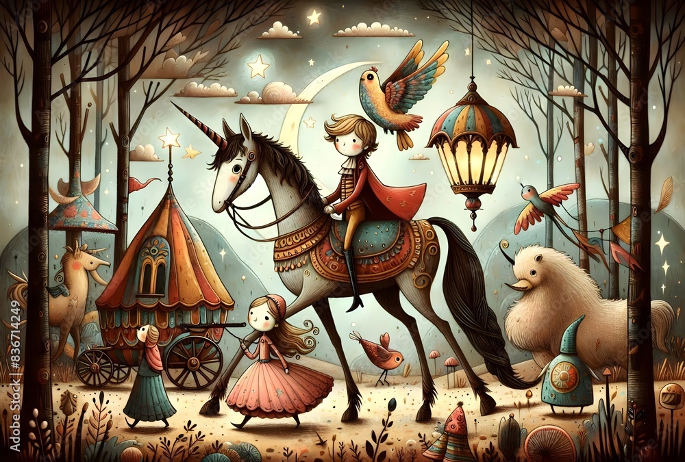 Ilustración infantil. ilustración cuento de hada, hada bosque encantado ...