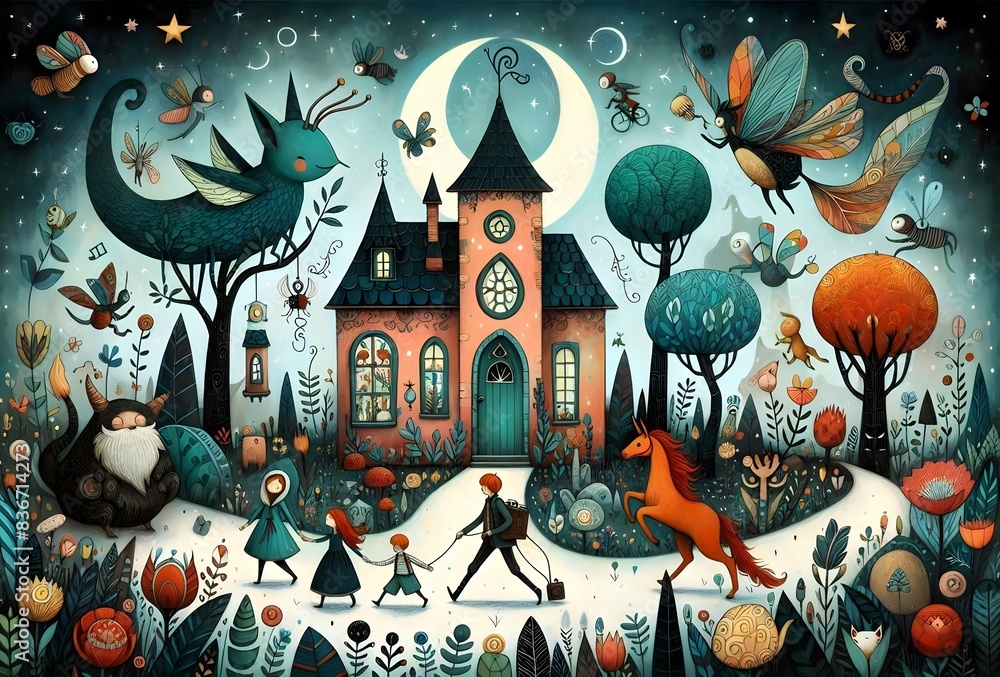 Ilustración infantil. ilustración cuento de hada, hada bosque encantado ...