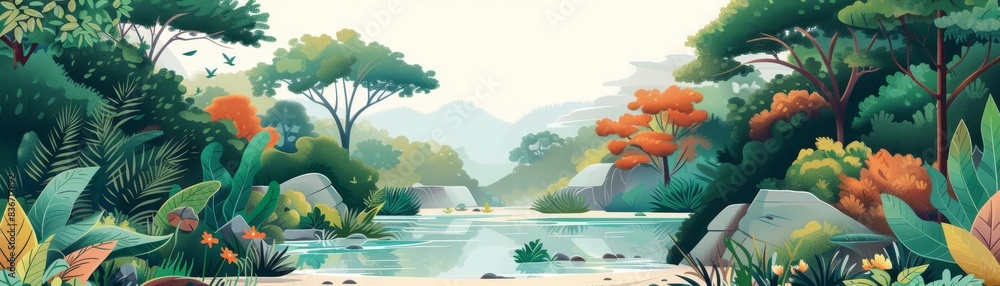 biodiversity protection reserve flat design front view wildlife ...