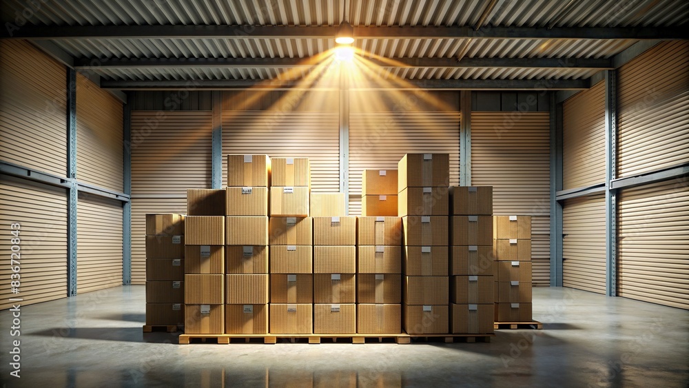 Cardboard box warehouse mockup with background and shadow Stock Illustration | Adobe Stock