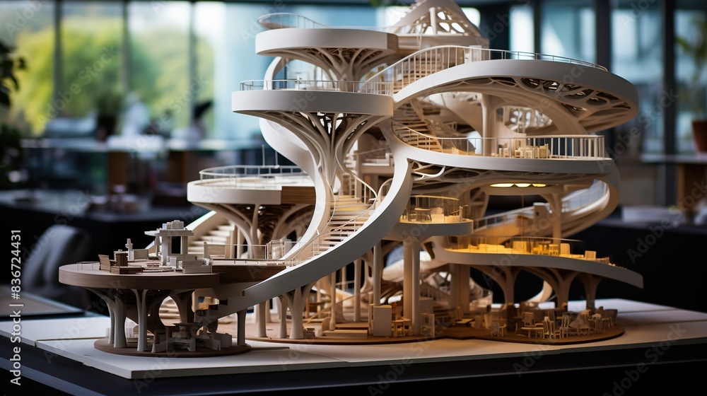 3D-printed architectural model of a modern building Stock Illustration ...