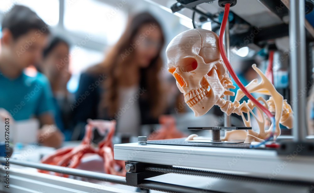3D printer creating educational models for classrooms. The image shows ...