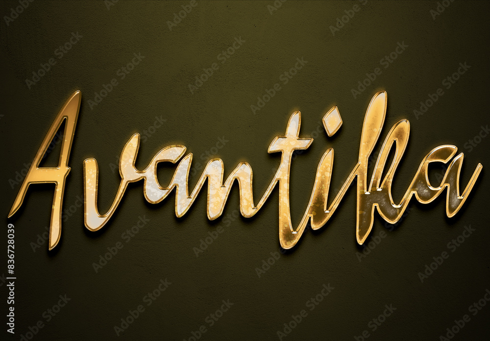 Old gold text effect of Hindi name Avantika with 3D glossy style Mockup ...