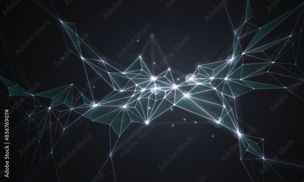 Connected polygons plexus vector background, digital data visualization. vector illustration ...