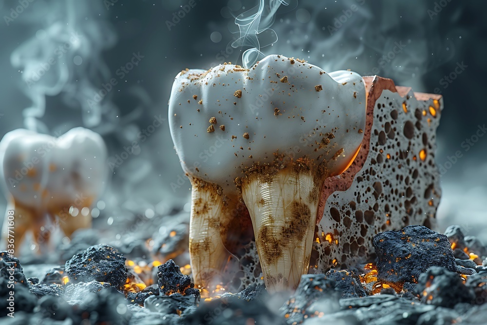 Stop smoking, World no tobacco day. Smoking is harmful to human teeth ...