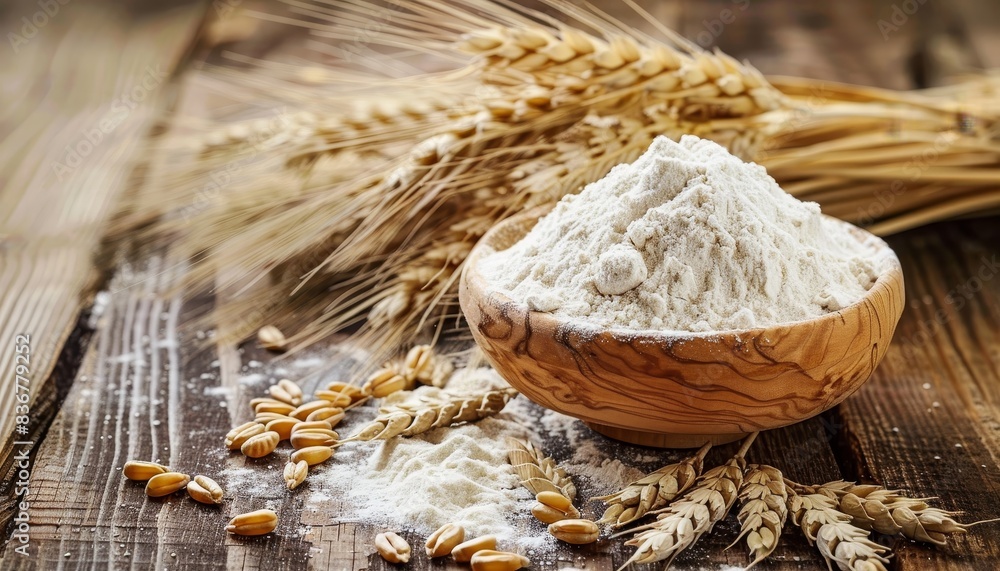 High-resolution 4K image capturing the sharp detail of wheat and flour ...