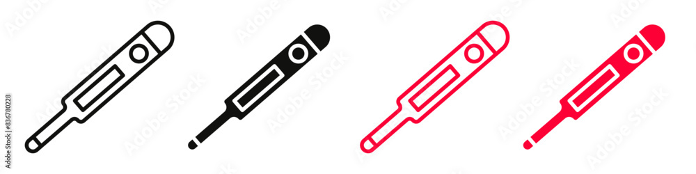 Digital thermometer icon illustrating health and temperature ...