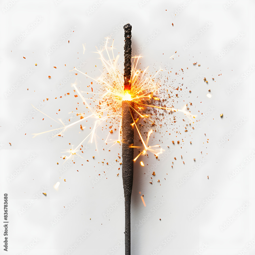 Sparkler png collage element isolated on white background, vintage, png ...