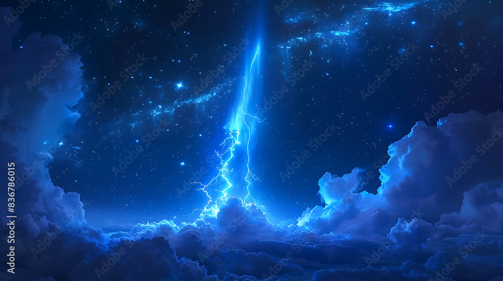 Blue Jet lightning phenomenon in the upper atmosphere, electric and awe ...