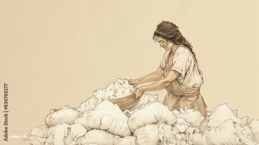 Parable of the Leaven Illustration: Yeast Mixed into Flour, Beige ...