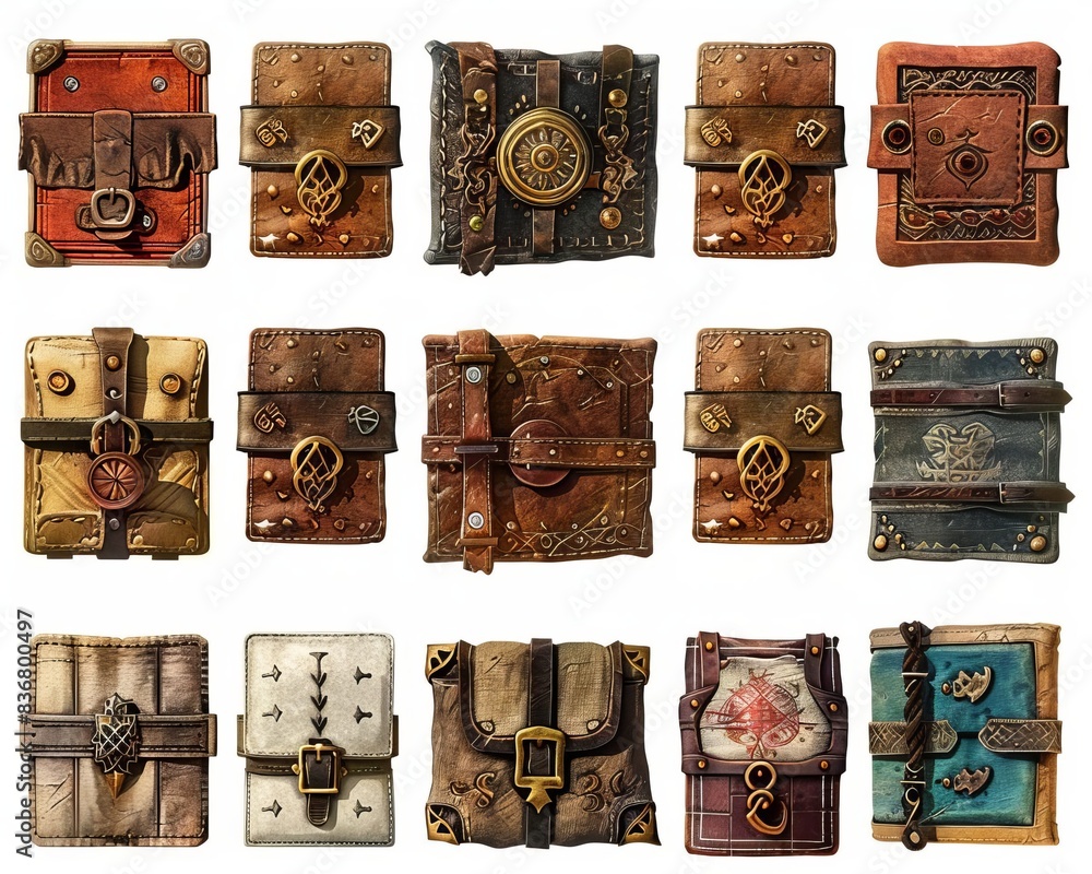 A sprite sheet or sprite atlas of rpg magical style wallets, game ...