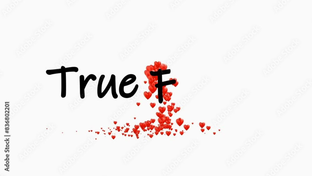 True Friend Animation Text with hearts sprinkle effect on whitescreen ...