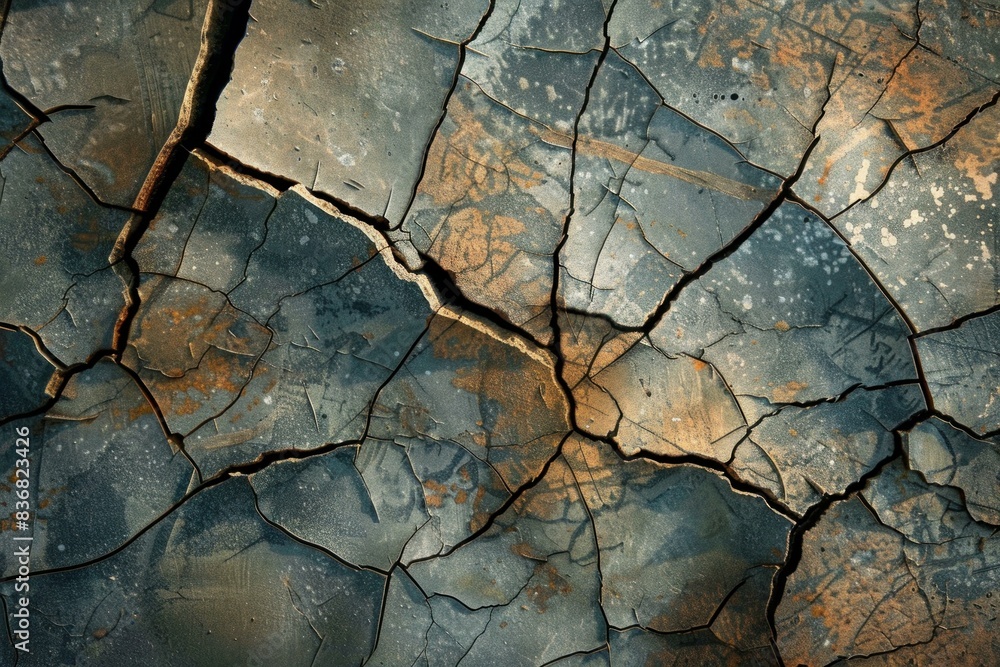 Abstract natural pattern of textured cracked earth background with dry ...