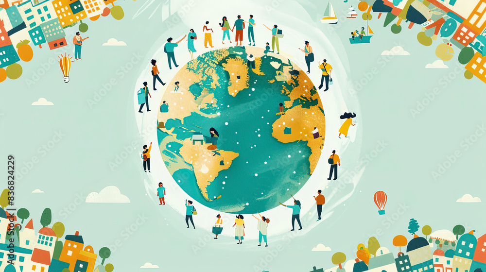 Craft a compelling World Population Day poster illustrating the global ...