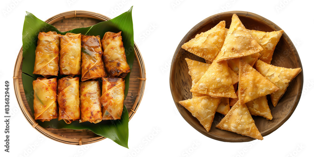 set of two clipart asian snacks, spring rolls and Rambak petis Javanese ...