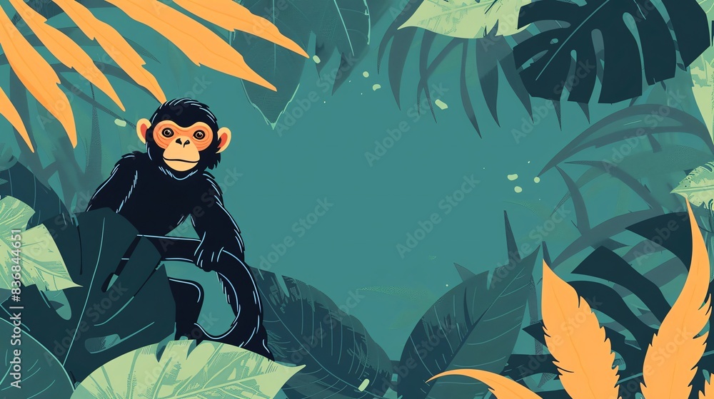 Blackhanded Spider Monkey, border, jungle theme background Wallpaper ...