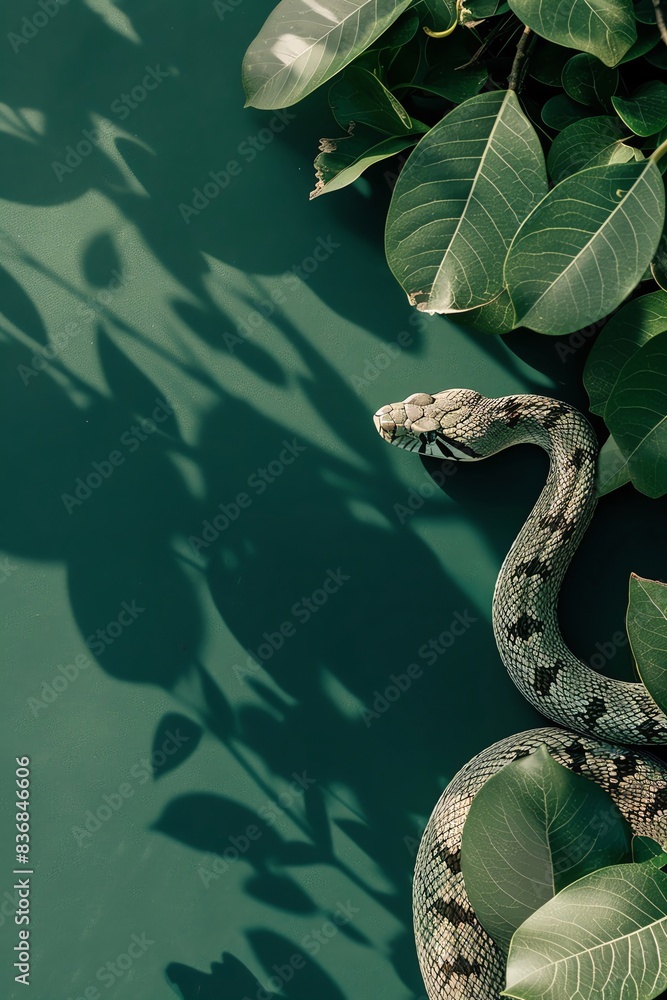 Western Diamondback Rattlesnake, border, jungle theme background ...