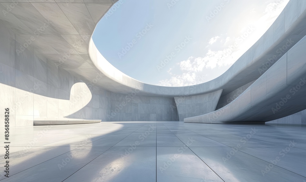 Empty abstract architecture building in minimal concrete design with ...