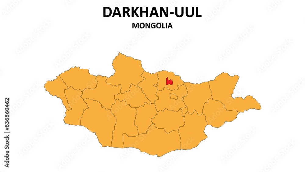 Darkhan-Uul Map in Mongolia. Vector Map of Mongolia. Regions map of ...