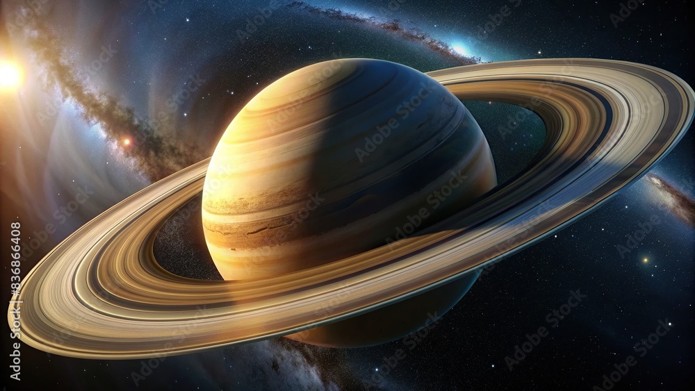 12K VR 360 degree space background with detailed rings of Planet Saturn ...