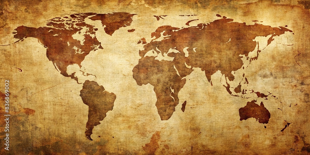 Grunge world map with distressed textures and aged appearance Stock ...