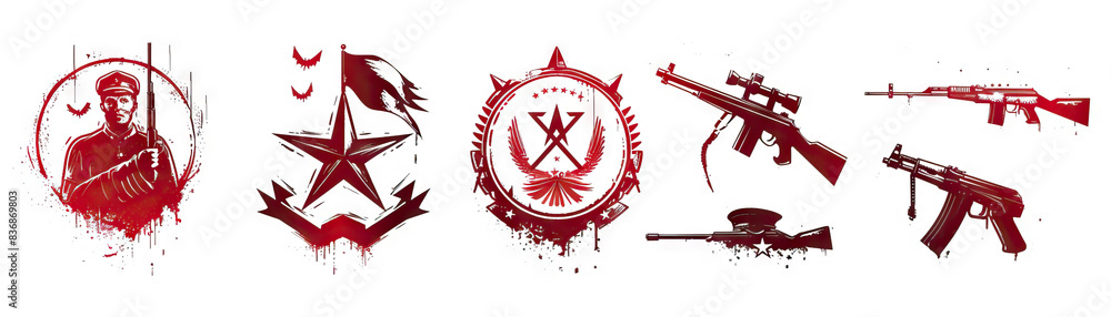 Revolutionary Symbols (White): Signifies the use of symbols, flags, and ...