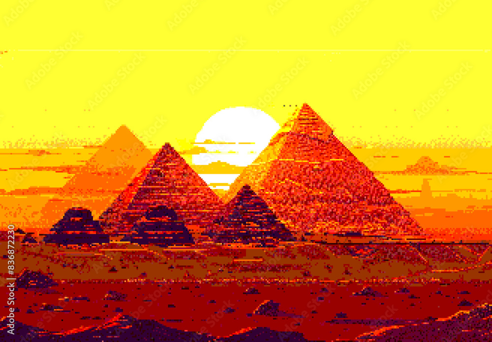 8-bit pixel art of the pyramids in Egypt Stock Illustration | Adobe Stock