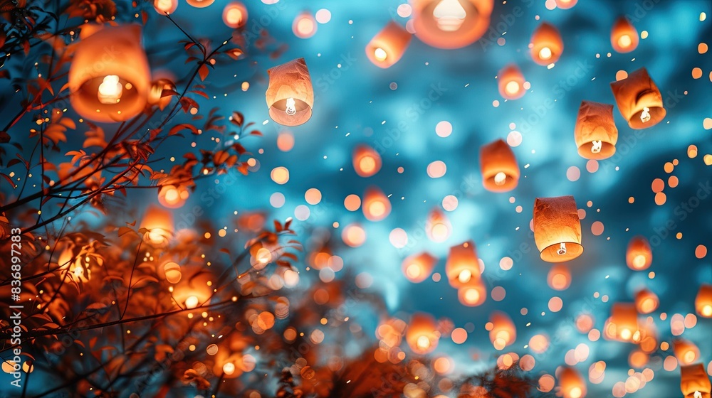 Flying Chinese Lanterns, Floating lantern festival, Sky Lantern ...
