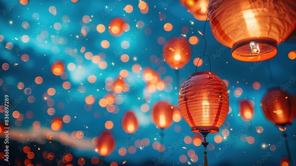 Flying Chinese Lanterns, Floating lantern festival, Sky Lantern ...
