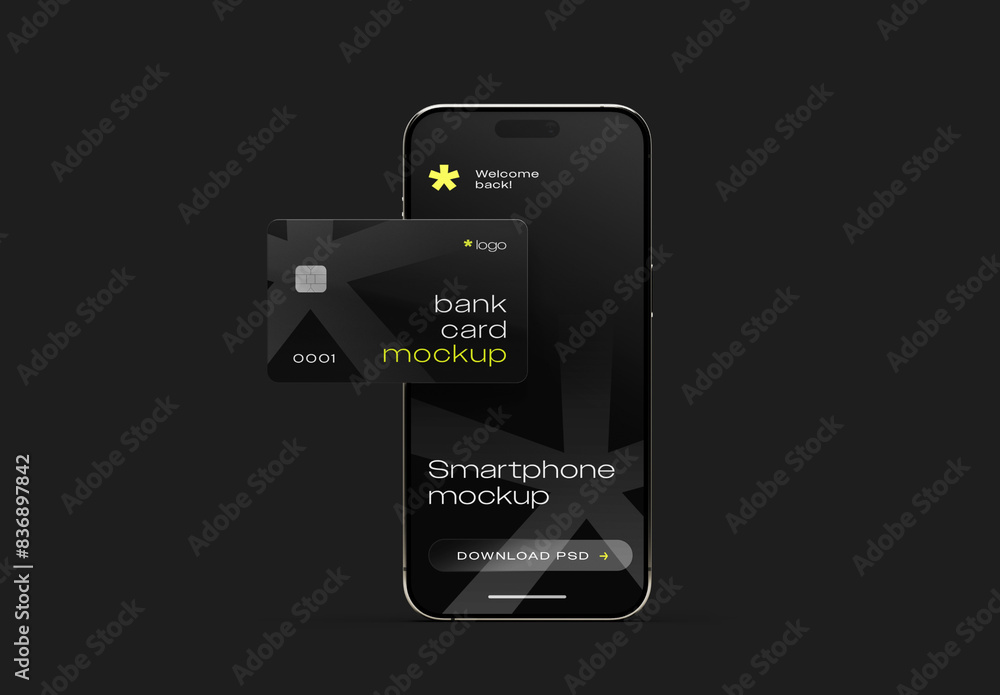 Smartphone with credit card mockup Stock Template | Adobe Stock
